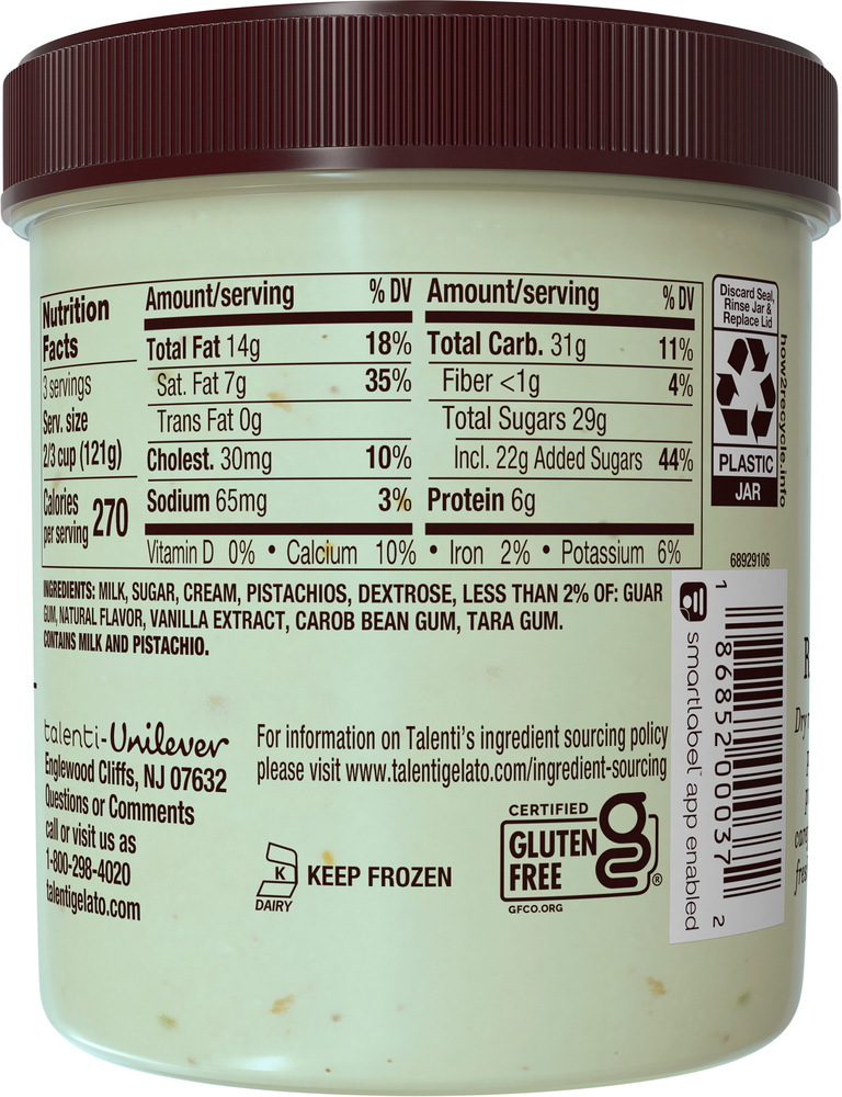 Talenti Gelato, Pacific Coast Pistachio-Planogram-Back