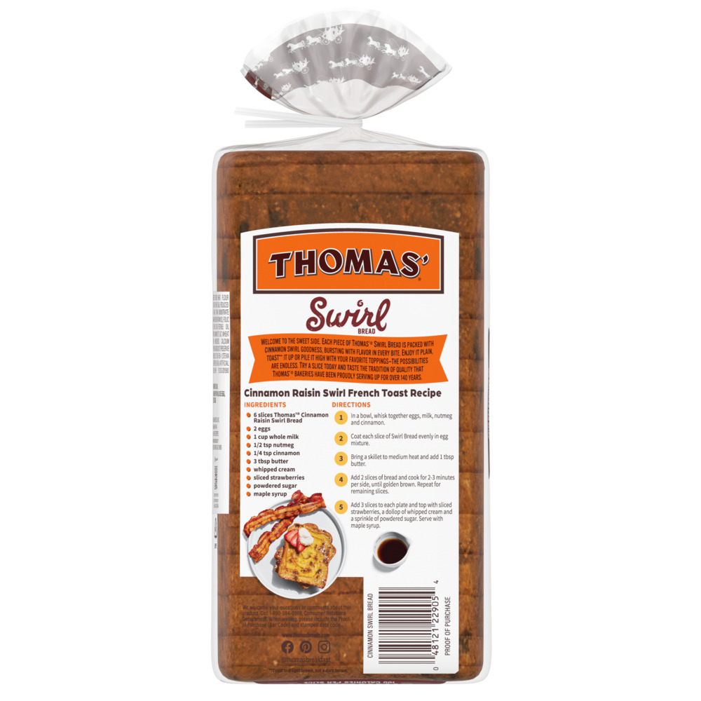 Thomas' Cinnamon Sliced Bread Cinnamon Bread, 16 oz-Planogram-Back