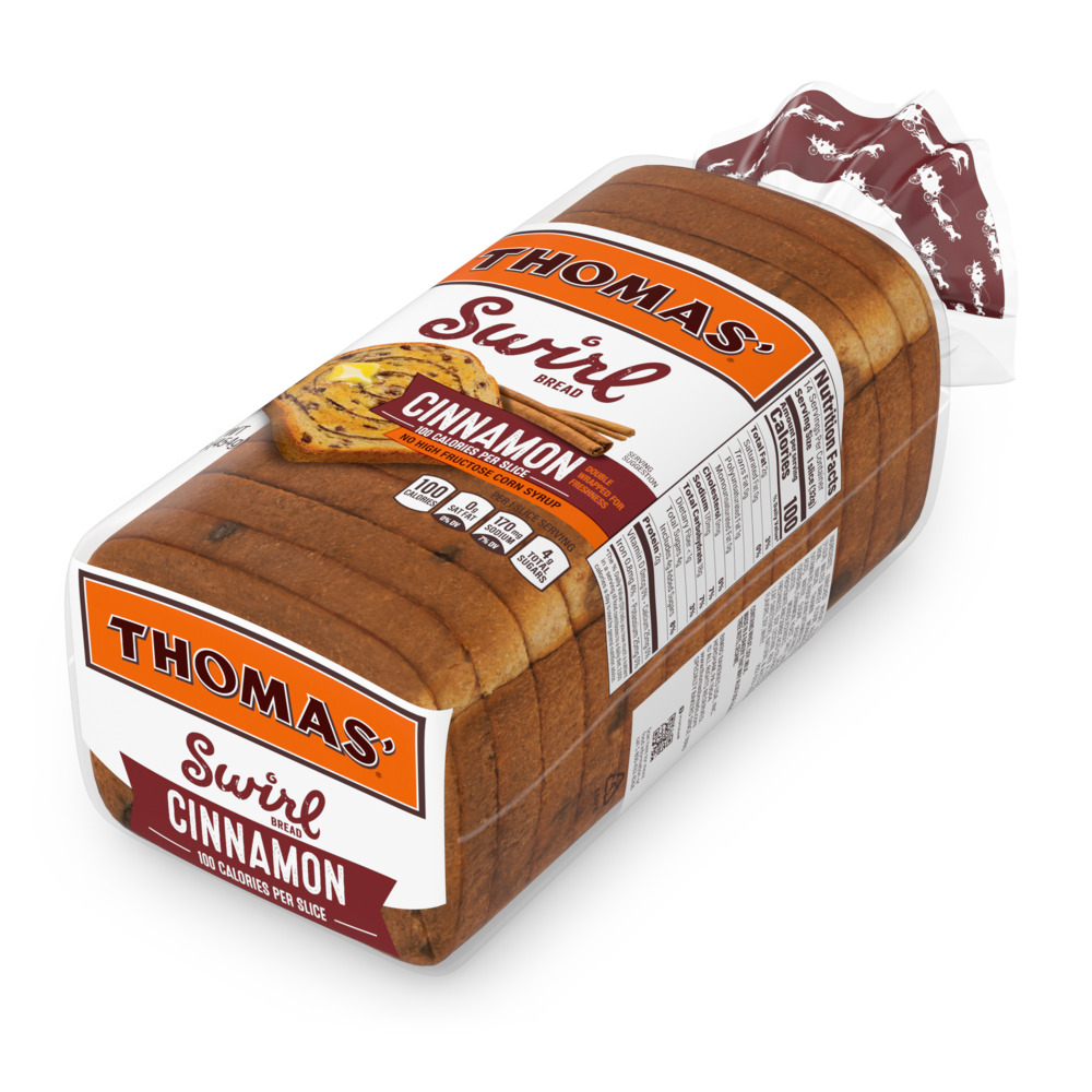 Thomas' Cinnamon Sliced Bread Cinnamon Bread, 16 oz-Front-Right-Elevated