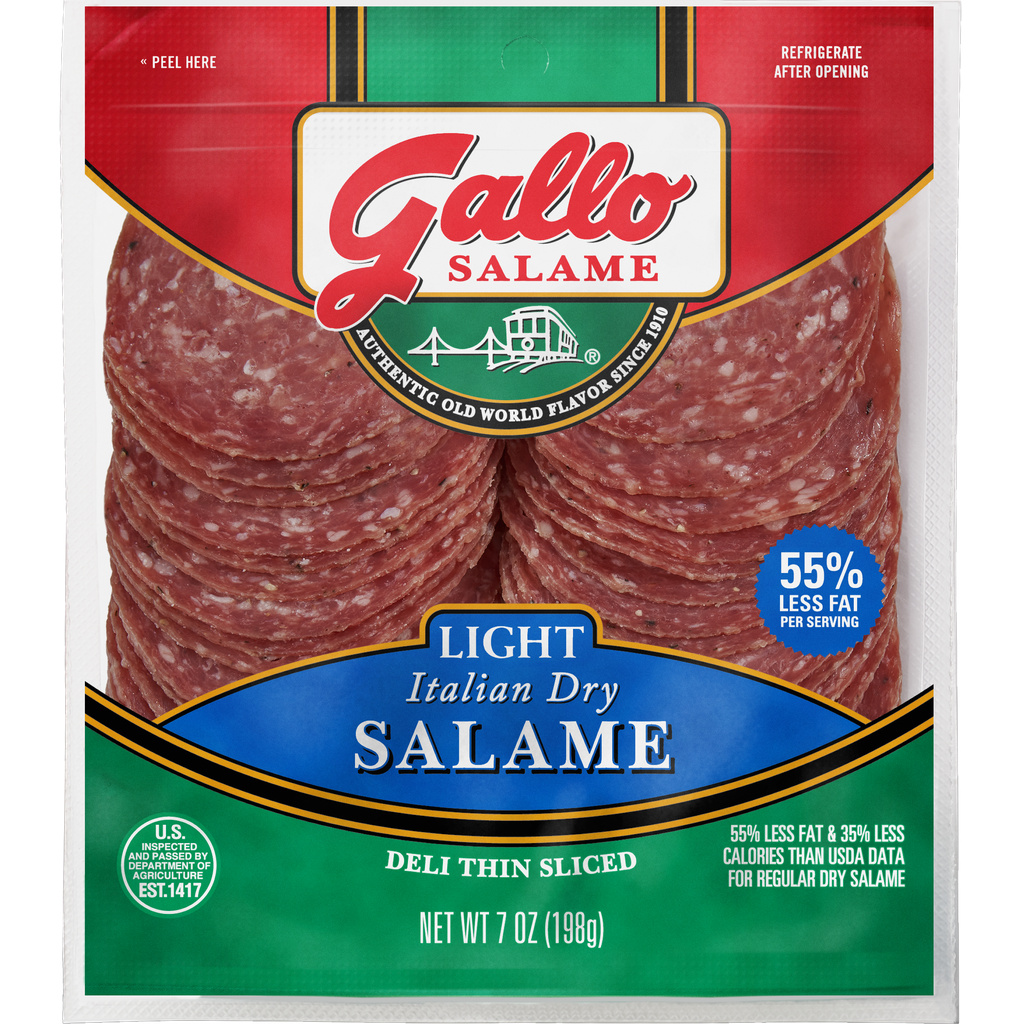 Gallo Deli Thin Sliced Light Italian Dry Salami Lunch Meat, 7 oz-Hero