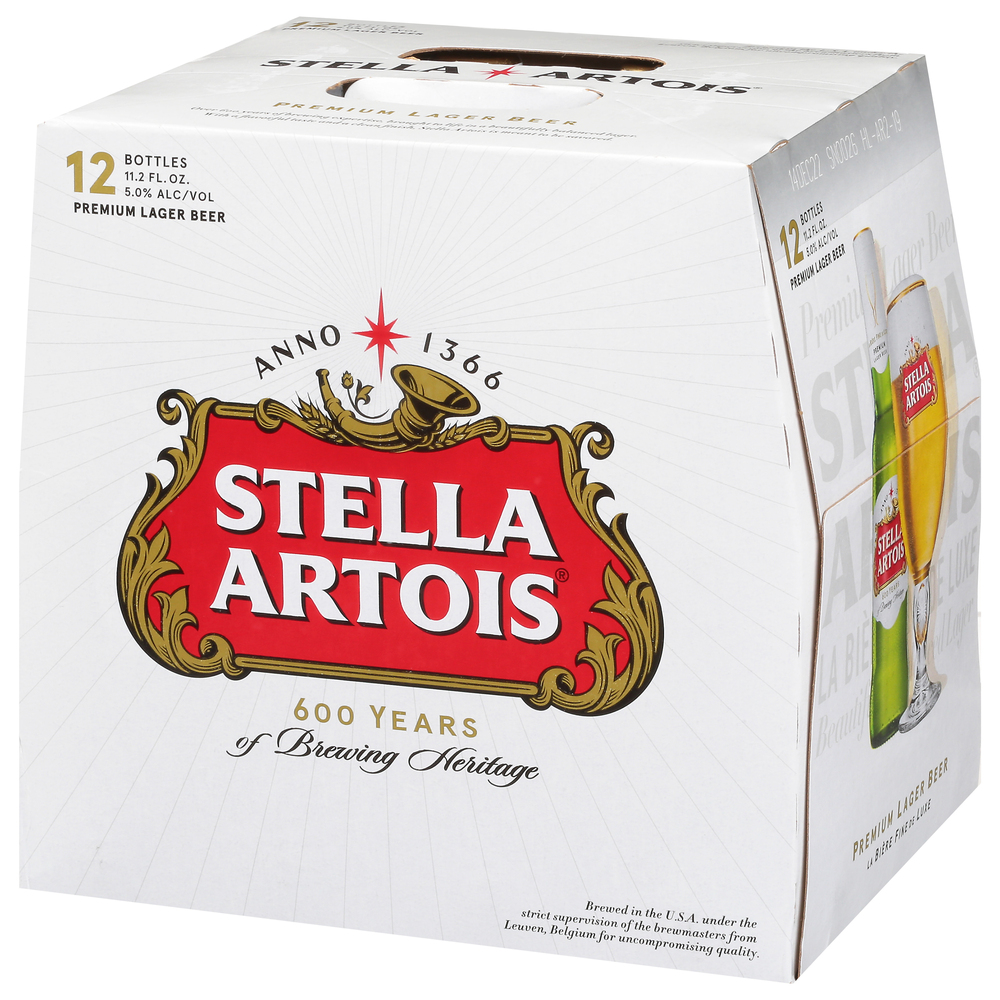 Stella Artois Beer, Lager, Premium-Front-Right-Elevated