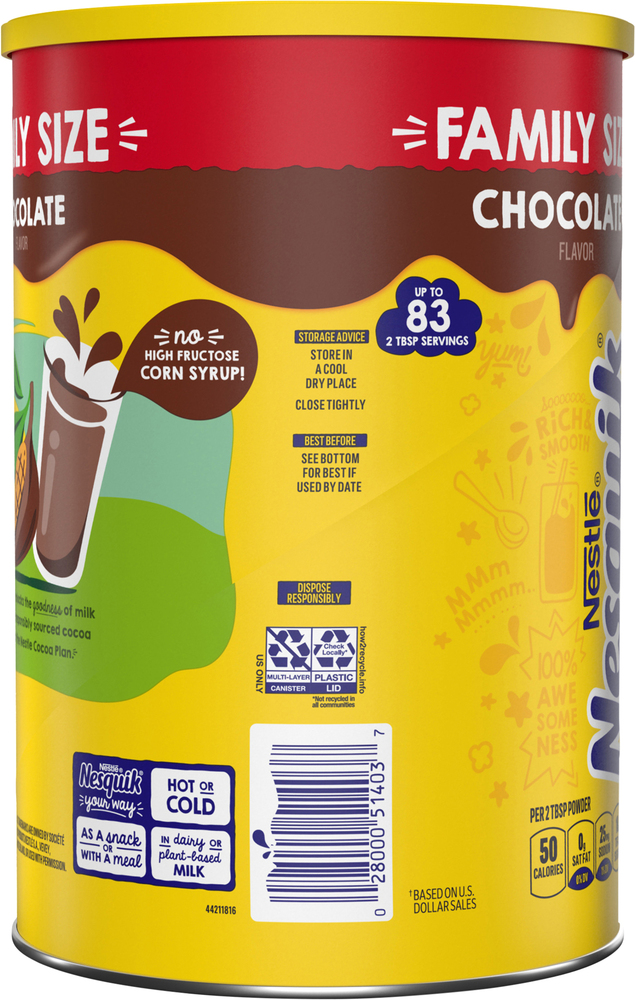 Nesquik Powder, Chocolate Flavor, Family Size-Planogram-Left