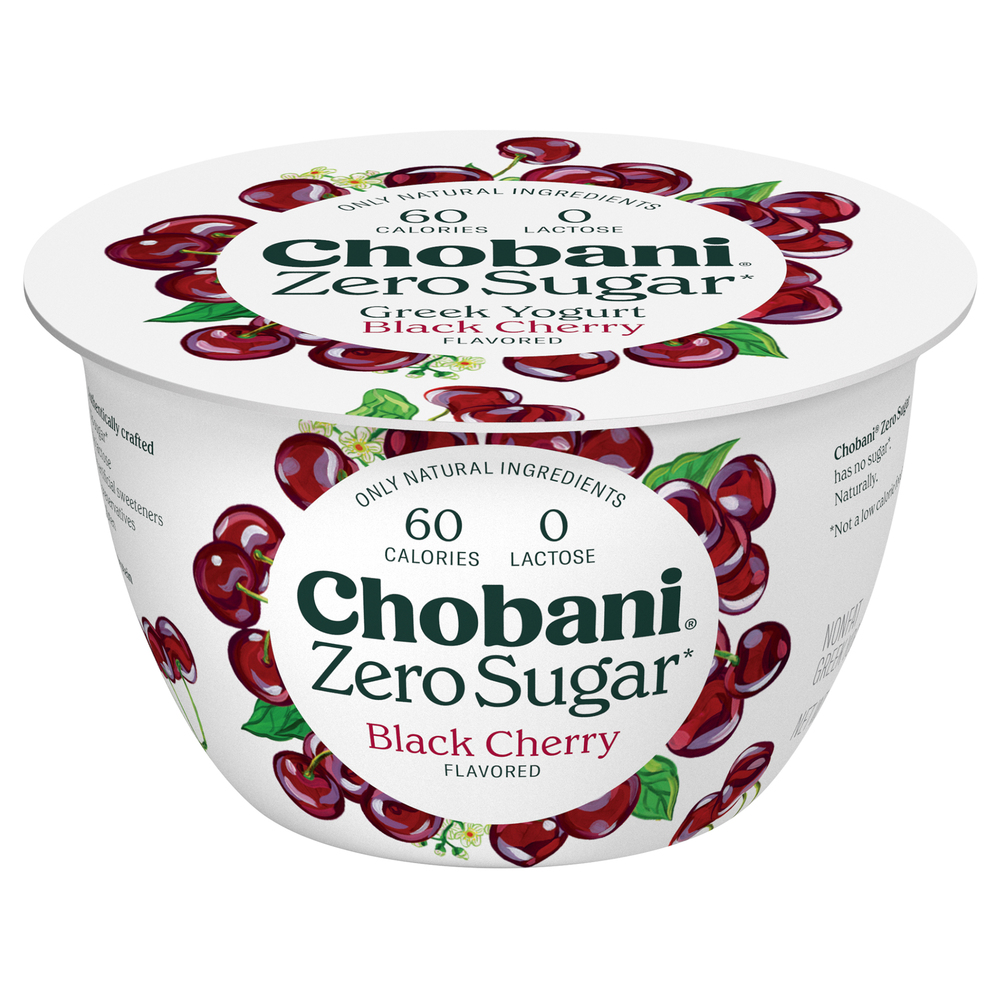 Chobani Yogurt, Greek, Nonfat, Zero Sugar, Black Cherry Flavored-Main