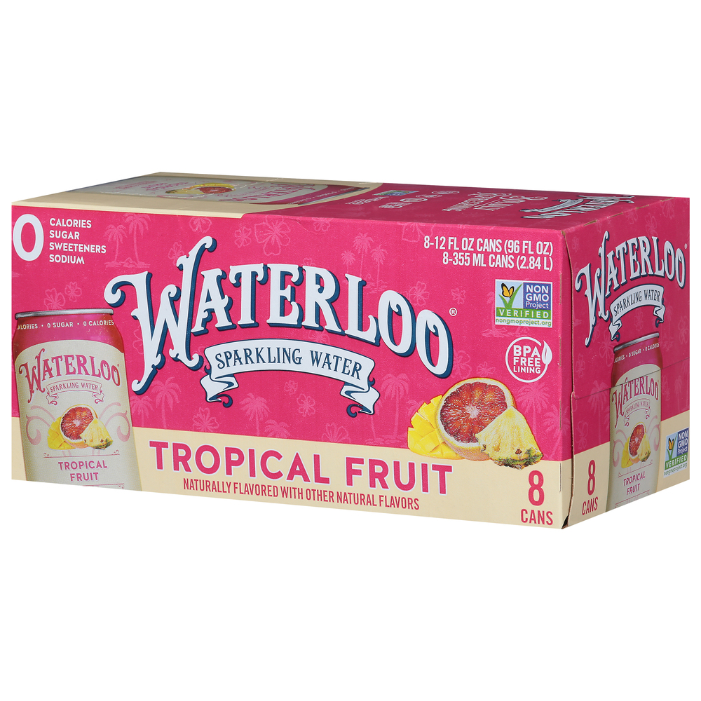 Waterloo Sparkling Water, Tropical Fruit-Front-Right-Elevated