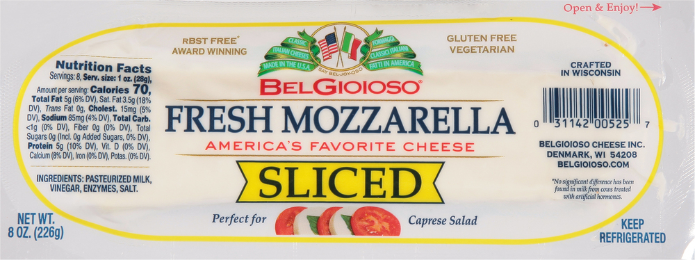 BelGioioso Cheese, Sliced, Fresh Mozzarella-Main