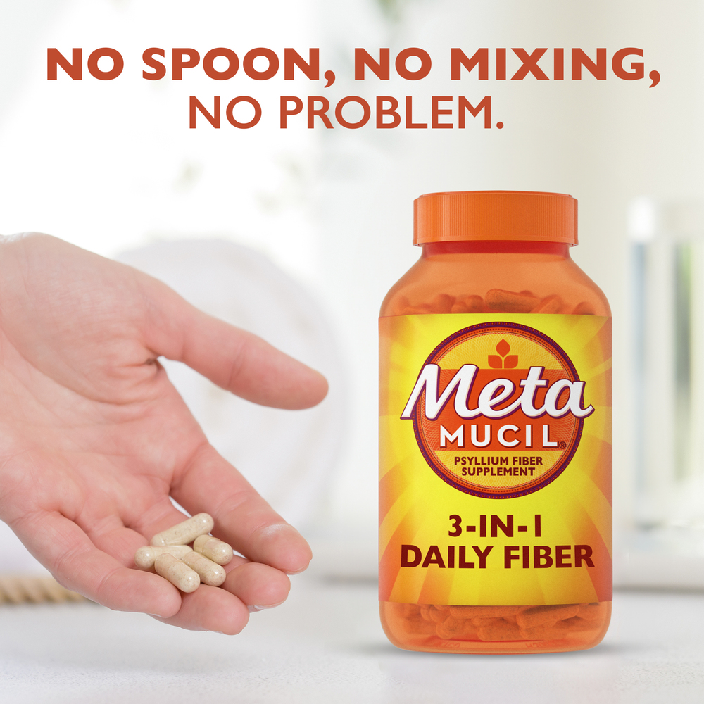 Metamucil Not Applicable Psyllium Husk Capsules, 3-in-1 Daily Fiber ...