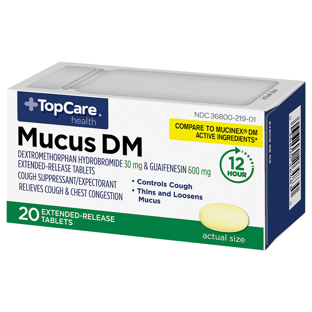 TopCare Health Mucus DM, Tablets-Front-Right-Elevated