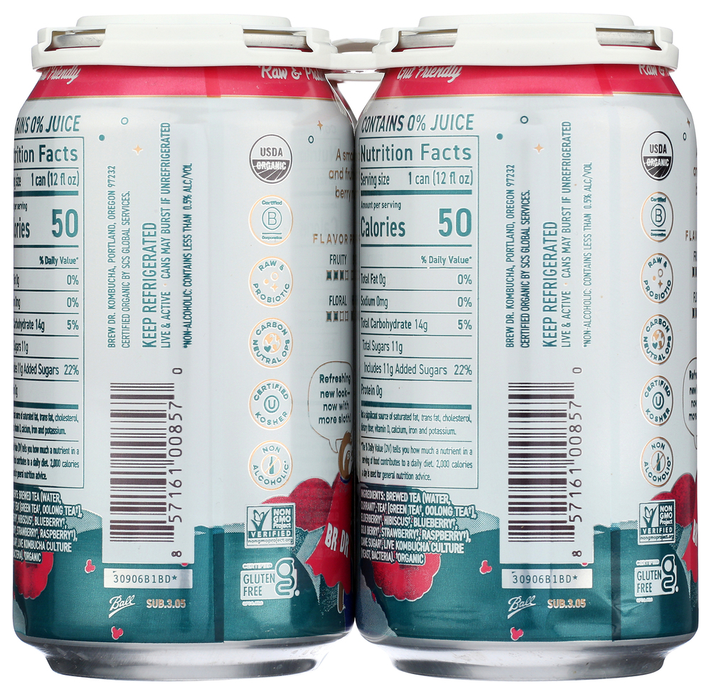 Brew Dr. Kombucha Kombucha, Organic, Superberry-Planogram-Back