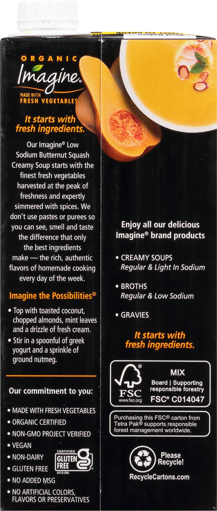 Imagine Creamy Soup, Organic, Butternut Squash-Planogram-Back