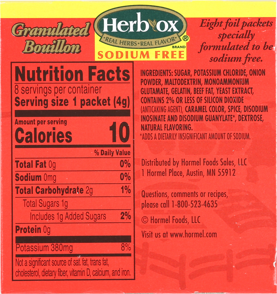Herb-Ox Sodium Free Bouillon, Beef Flavor, Granulated-Planogram-Back