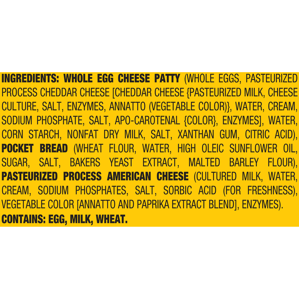 Sandwich Bros. Pita Snack Sandwiches, Egg & Cheese-Ingredients