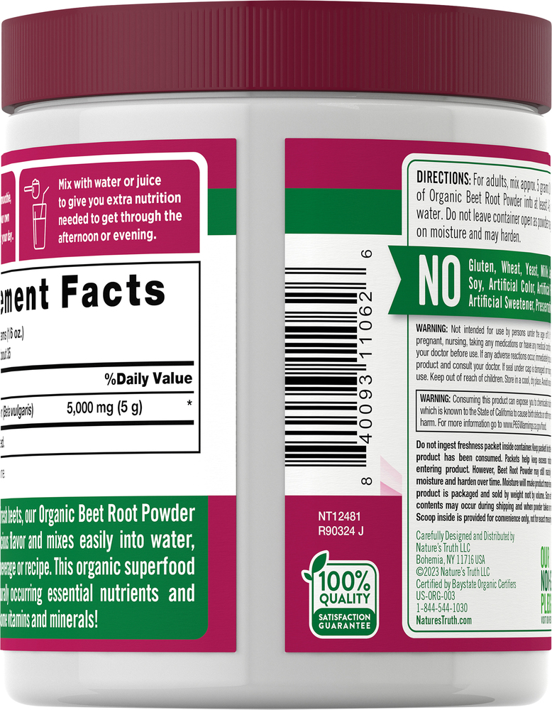 Nature's Truth Beet Root Powder Complex-Planogram-Back